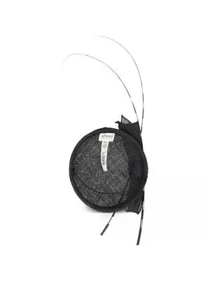 Giorgio Armani Spiral-print Feathered Fascinator Hat - Black