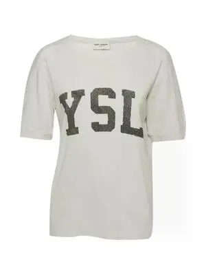 Saint Laurent Logo-print T-shirt - Neutrals