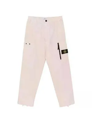 Stone Island Logo-patch Loose-fit Cotton Cargo Pants - Pink