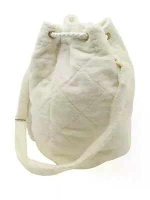 Hermès Embroidered Cotton Drawstring Bucket Bag
