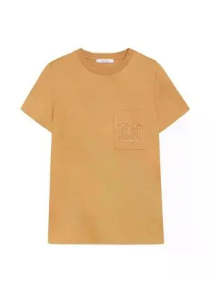 Max Mara Monogram-embroidered Chest-pocket T-shirt - Orange