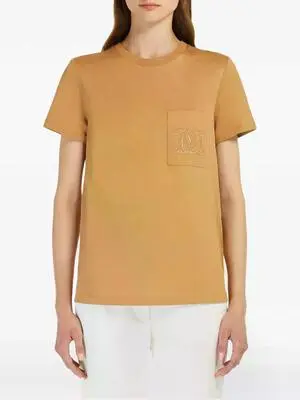 Max Mara Monogram-embroidered Chest-pocket T-shirt
