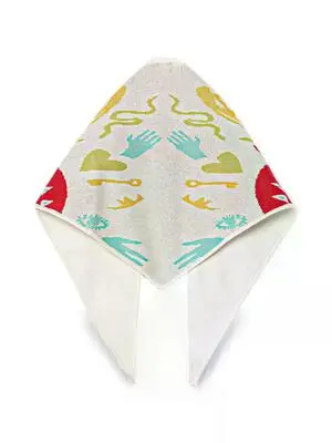NEVER FULLY DRESSED Graphic-print Intarsia-knit Shawl