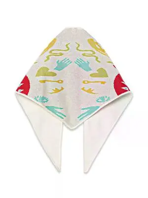 NEVER FULLY DRESSED Graphic-print Intarsia-knit Shawl