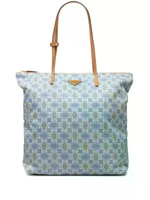 Prada 2013-2026 Tessuto Stampato Tote Bag - Blue