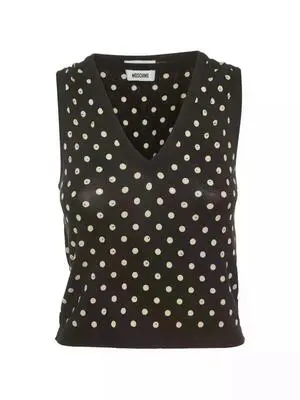 Moschino Polka Dot Knit Top And Cardigan - Black