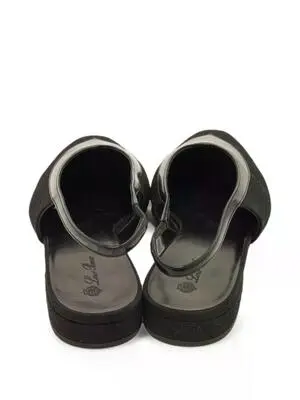Loro Piana Leather-trim Slingback Ballet Flats - Black