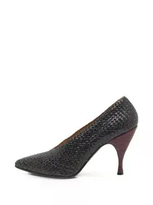 THE ROW Woven Pointed Toe High Heel Pumps - Black