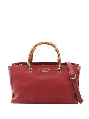 Gucci 2013 Medium Calfskin Bamboo Shopper Satchel - Red