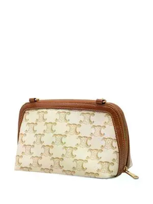 Celine Triomphe Coated Canvas Clutch On Chain Crossbody Bag