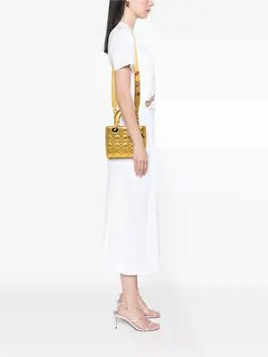 Dior 2016 Small Metallic Grained Calfskin Cannage My Abcdior Lady Satchel - Gold