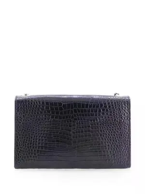 Saint Laurent Classic Monogram Tassel Crocodile Embossed Leather Medium Crossbody Bag - Black