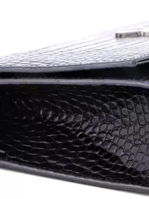 Saint Laurent Monogram Tassel Crocodile Embossed Leather Medium Crossbody Bag