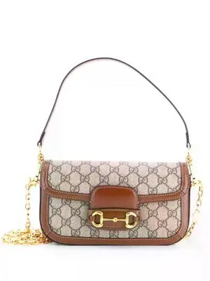 Gucci Horsebit 1955 Shoulder Bag Gg Coated Canvas - Brown