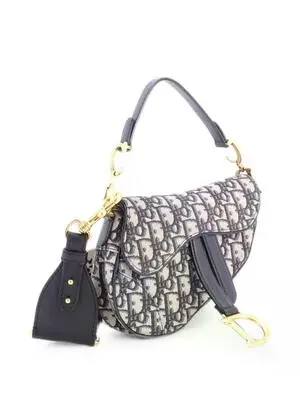 Dior Saddle Handbag With Strap Oblique Canvas Mini Shoulder Bag