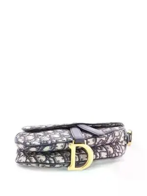 Dior Saddle Handbag With Strap Oblique Canvas Mini Shoulder Bag