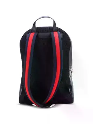 Gucci Gg Coated Canvas Medium Backpack With Front Zip Pocket - Black