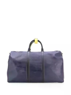 LOUIS VUITTON Keepall Bandouliere Bag Epi Leather With Damier Graphite 50 Travel Bag - Blue