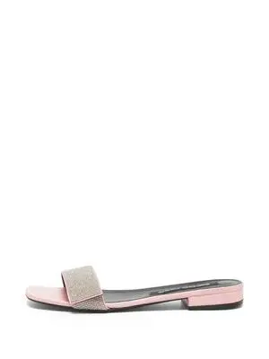 SERGIO ROSSI Embellished Satin Slip-on Sandals - Pink