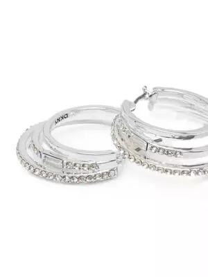 Dkny Juna Crystal-embellished Layered Hoop Earrings - Silver