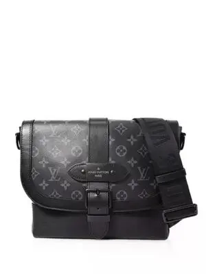 LOUIS VUITTON Saumur Monogram Eclipse Shoulder Bag - Black