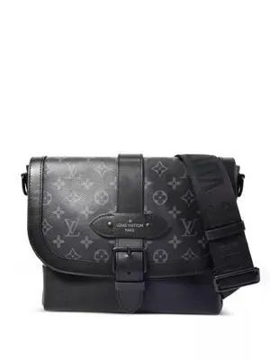 LOUIS VUITTON Saumur Monogram Eclipse Shoulder Bag - Black