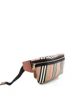 Burberry Sonny Waist Bag Icon Stripe E-canvas Medium Belt Bag - Brown