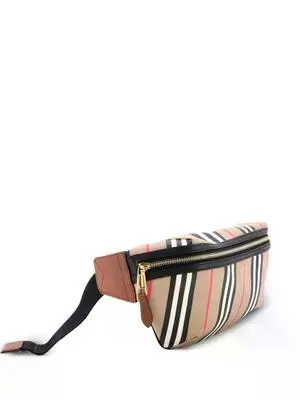 Burberry Sonny Waist Bag Icon Stripe E-canvas Medium Belt Bag - Brown