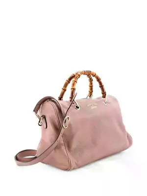 Gucci Bamboo Shopper Boston Bag Leather Medium Satchel