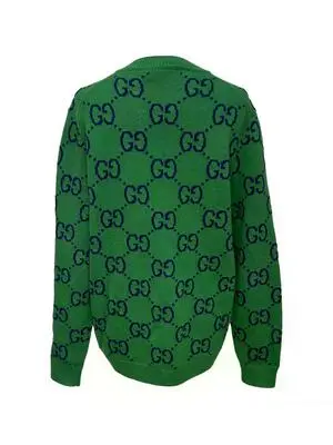 Gucci Gg-motif Knitted Cardigan - Green