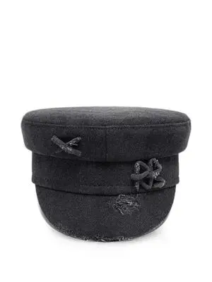 Ruslan Baginskiy Distressed Monogram-embroidered Baker Hat - Black