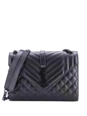 Saint Laurent Classic Monogram Envelope Satchel - Black