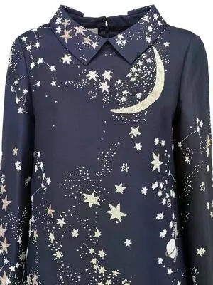 Valentino Garavani Celestial Print Long Sleeve Mini Dress