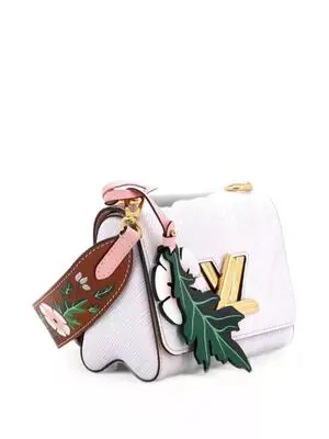 LOUIS VUITTON Monogram Flower Strap Twist Handbag Epi Leather Pm Shoulder Bag - White