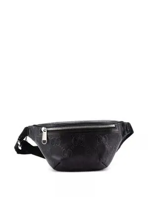 Gucci Gg Embossed Perforated Leather Belt Bag - Black