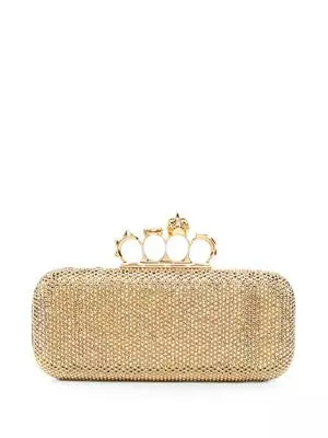 Alexander McQueen Long Knuckle Crystal-embellished Clutch Bag - Gold