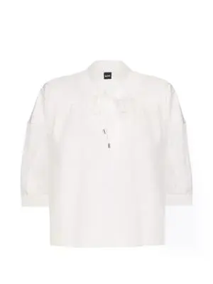 BOSS Drawstring-neck Puff-sleeve Shirt