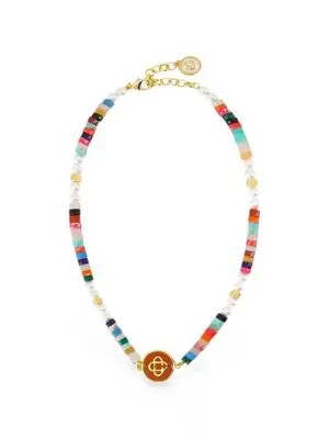 Casablanca Logo-plaque Beaded Necklace - Gold