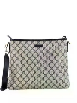 Gucci Zip Top Messenger Bag Gg Coated Canvas Medium Crossbody Bag - Blue