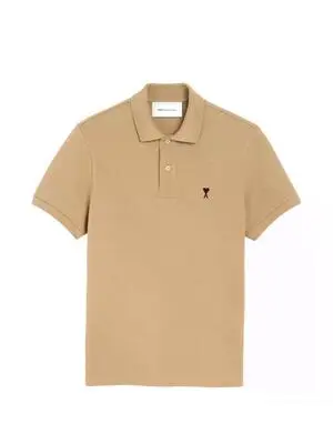 AMI Paris Cotton Polo With De Coeur - Neutrals