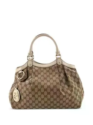 Gucci Sukey Gg Canvas Leather Medium Tote Bag - Brown