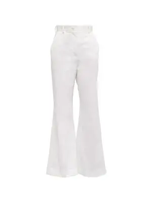 Dolce & Gabbana Cotton Twill Flared Trousers With Dg Logo Plaque