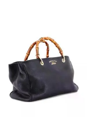 Gucci Bamboo Shopper Leather Medium Tote Bag - Black