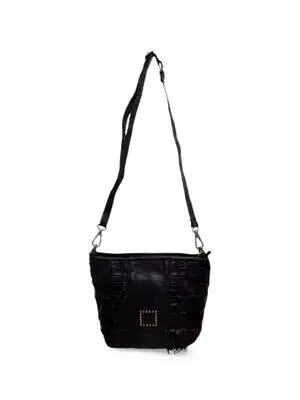 CAMPOMAGGI Beth Woven-design Studded Shoulder Bag - Black