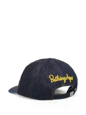 A BATHING APE Logo-patch Washed-denim Cap - Blue