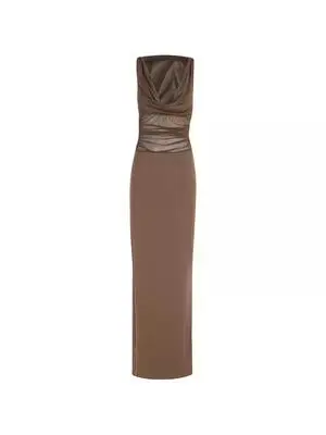 SEROYA Maxi Marla Draped Tulle-panel Dress