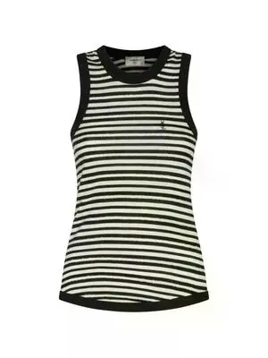 Saint Laurent Cassandre Striped Logo-embroidered Tank Top