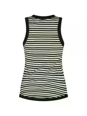 Saint Laurent Cassandre Striped Logo-embroidered Tank Top