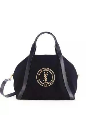 Saint Laurent Rive Gauche Embroidered Canvas Bowling Bag