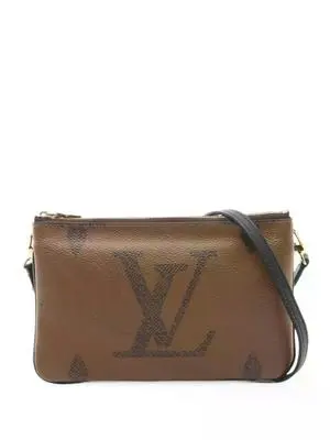 LOUIS VUITTON 2021s Monogram Giant Reverse Double Zip Shoulder Bag - Brown